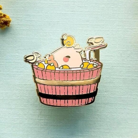 Jewelry | New Curly The Capybara In A Bucket Spa Enamel Pin Gold Plated ...